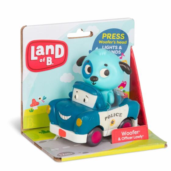 Babysam Nuuk - Biler, fly og tog - B TOYS - WOOFER & POLITIBIL-LAND OF B